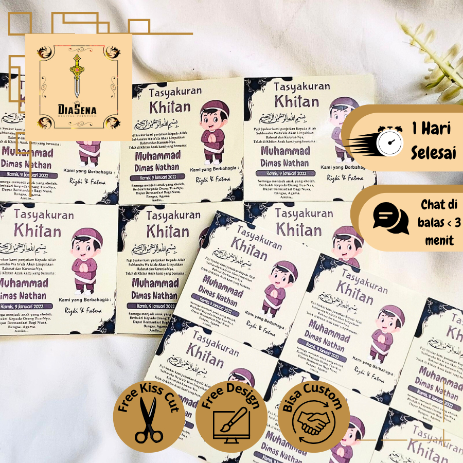 Jual 2-4 Free Desain Tasyakuran Khitanan Tulisan Sticker Kotak Chromo ...