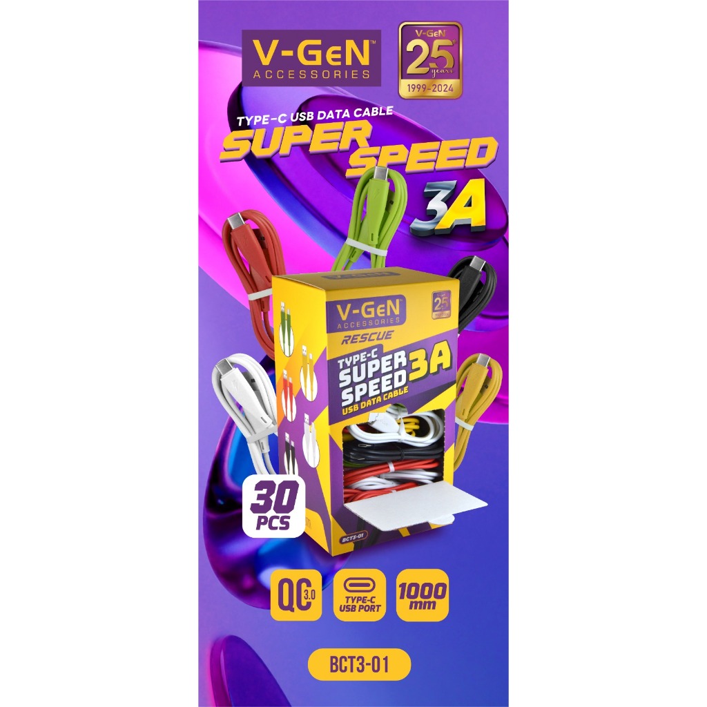 Jual Kabel Data Type C V-GeN BCT3-01 Fast Charging 3A 1 Box isi 30pcs ...