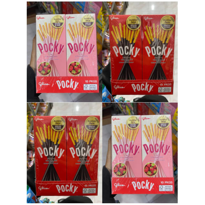 Jual POCKY MINI 22gr rasa Coklat Strawberry isi 10 Pcs GLICO PEEJOY ...