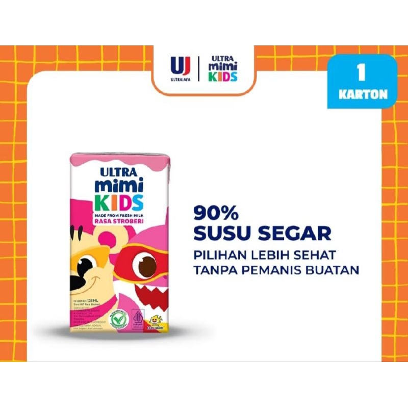 Jual SUSU ULTRA MIMI KIDS STROBERI 125 ML 125ML DUS KARTON / ULTRA MILK ...