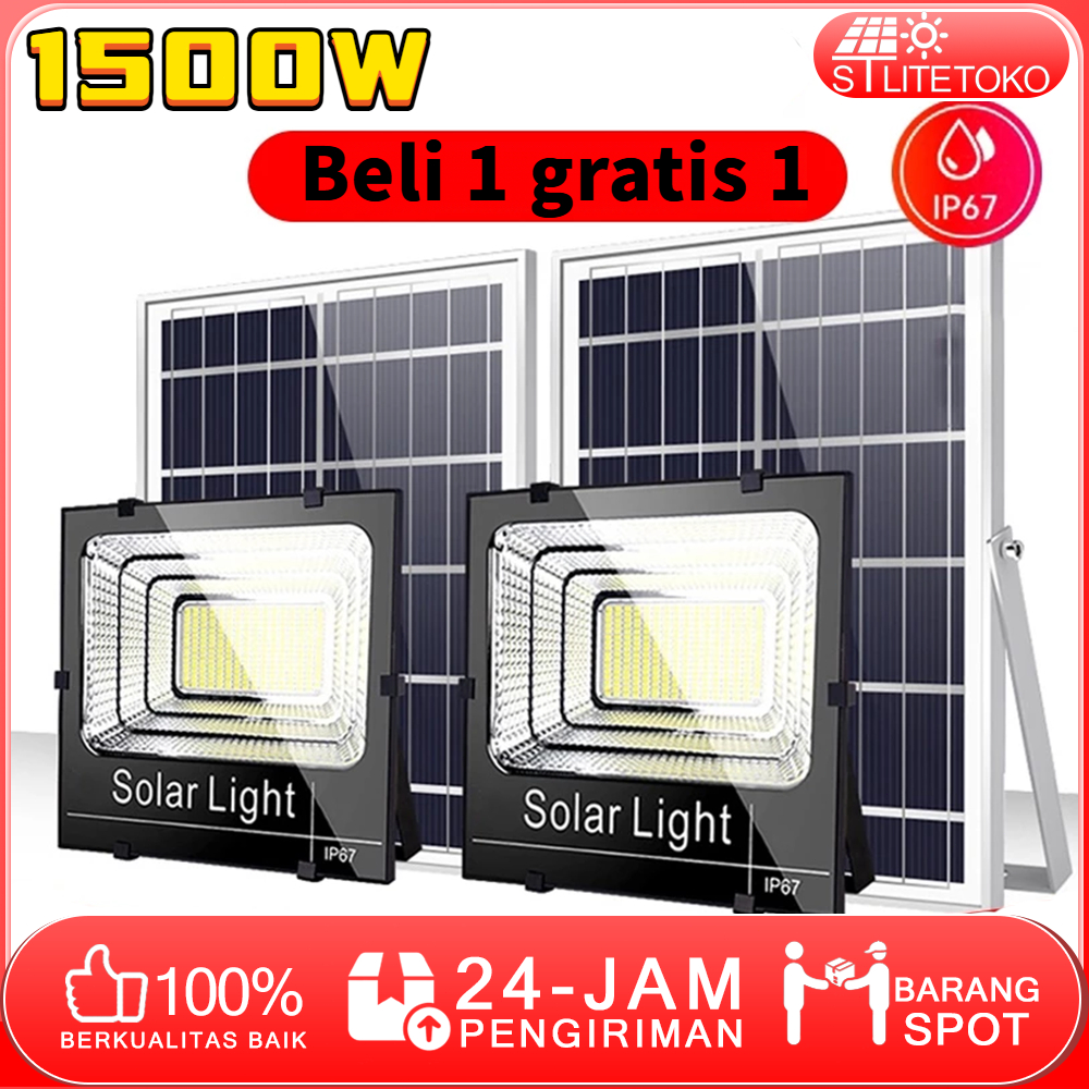 Jual 【 Beli 1 gratis 1】Model terbaru 1500W lampu solar cell lampu ...