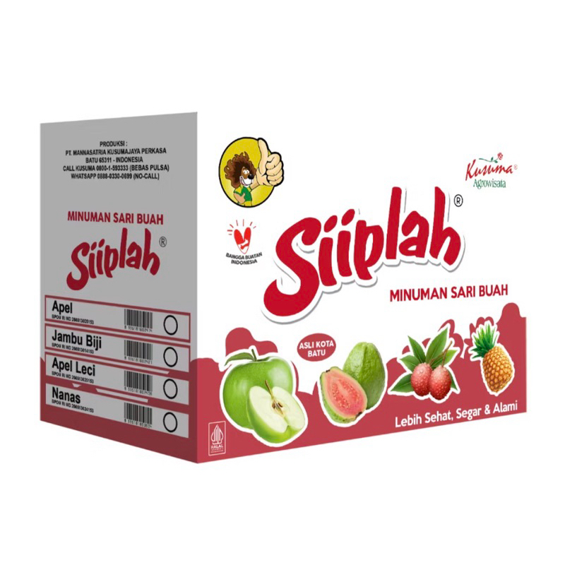 Jual Siplah Minuman Sari Buah Apel Leci Jambu 120ml x 32 | Shopee Indonesia