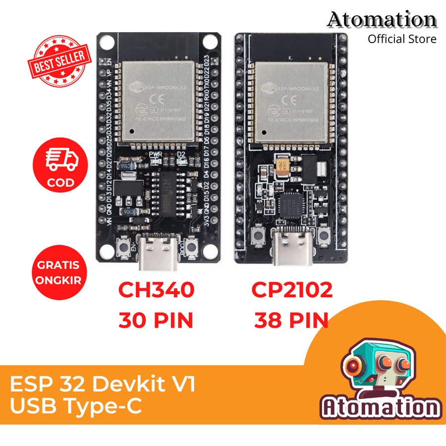Jual ESP32 ESP-32 Development Board Devkit V1 USB Type-C | Shopee Indonesia