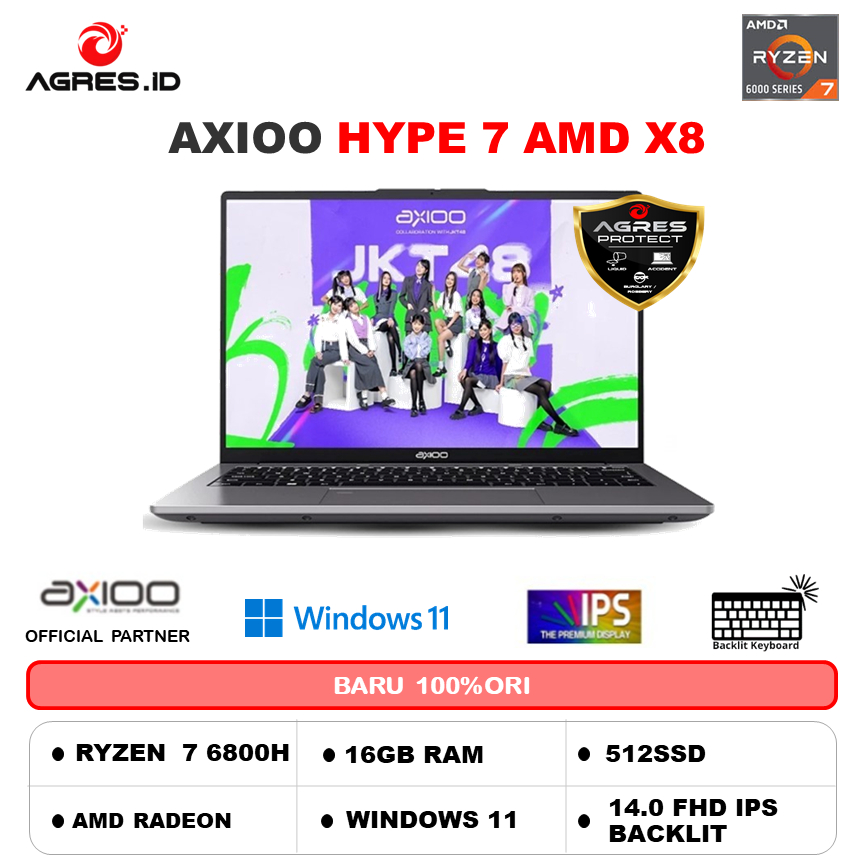 Jual AXIOO HYPE 7 AMD X8 RYZEN 7 6800H 16GB 512GB W11 14.0FHD IPS BLIT HDMI GRY | Shopee Indonesia