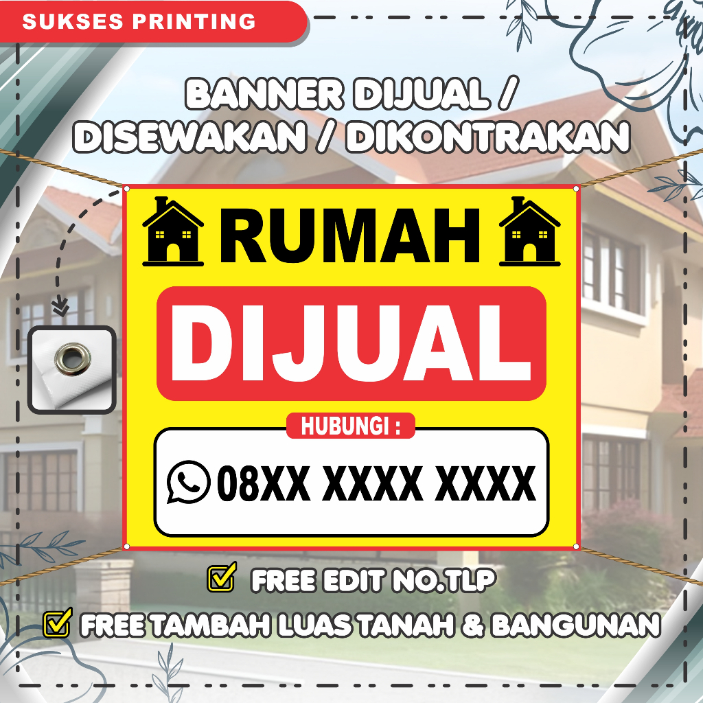 Jual Cetak Spanduk / Banner Rumah Dijual / Tanah Dijual / Ruko ...
