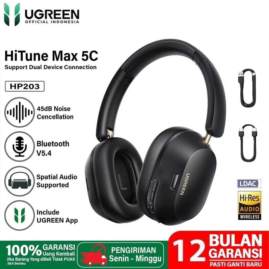 Jual UGREEN Exclusive Hitune Max 5c Wireless Bluetooth 5.4 Headphone 43dB Active Noise ...