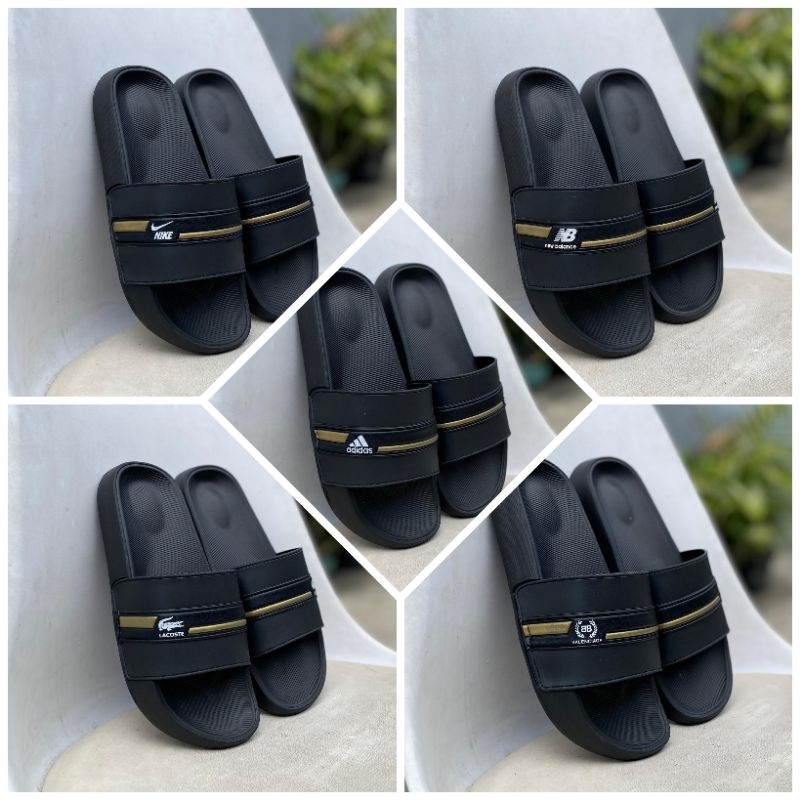Jual Sandal Slop Sendal Slip On Slide Sol Tembus Webbing flock Hitam ...