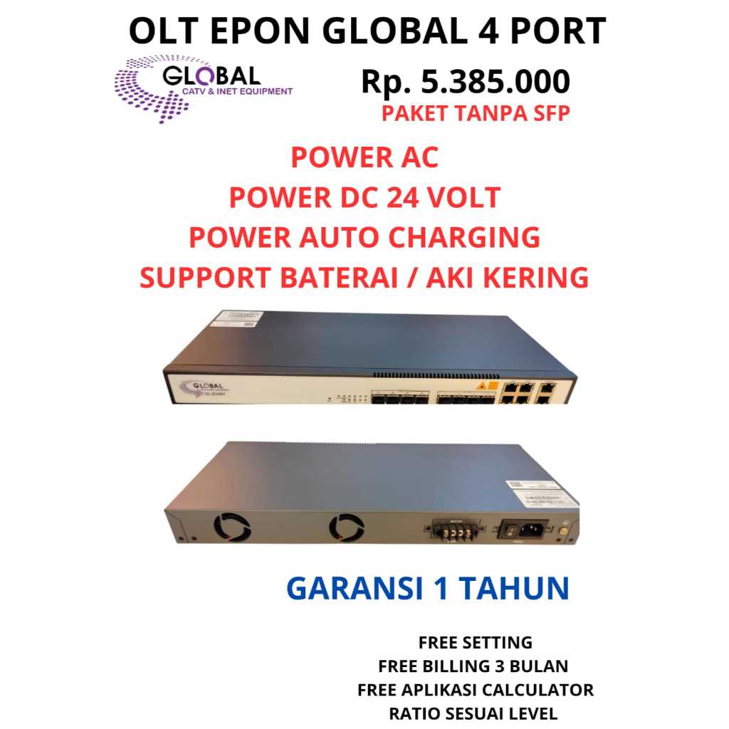 Jual OLT EPON GLOBAL 4 PORT + BATRAI PROMO TANPA SFP | Shopee Indonesia