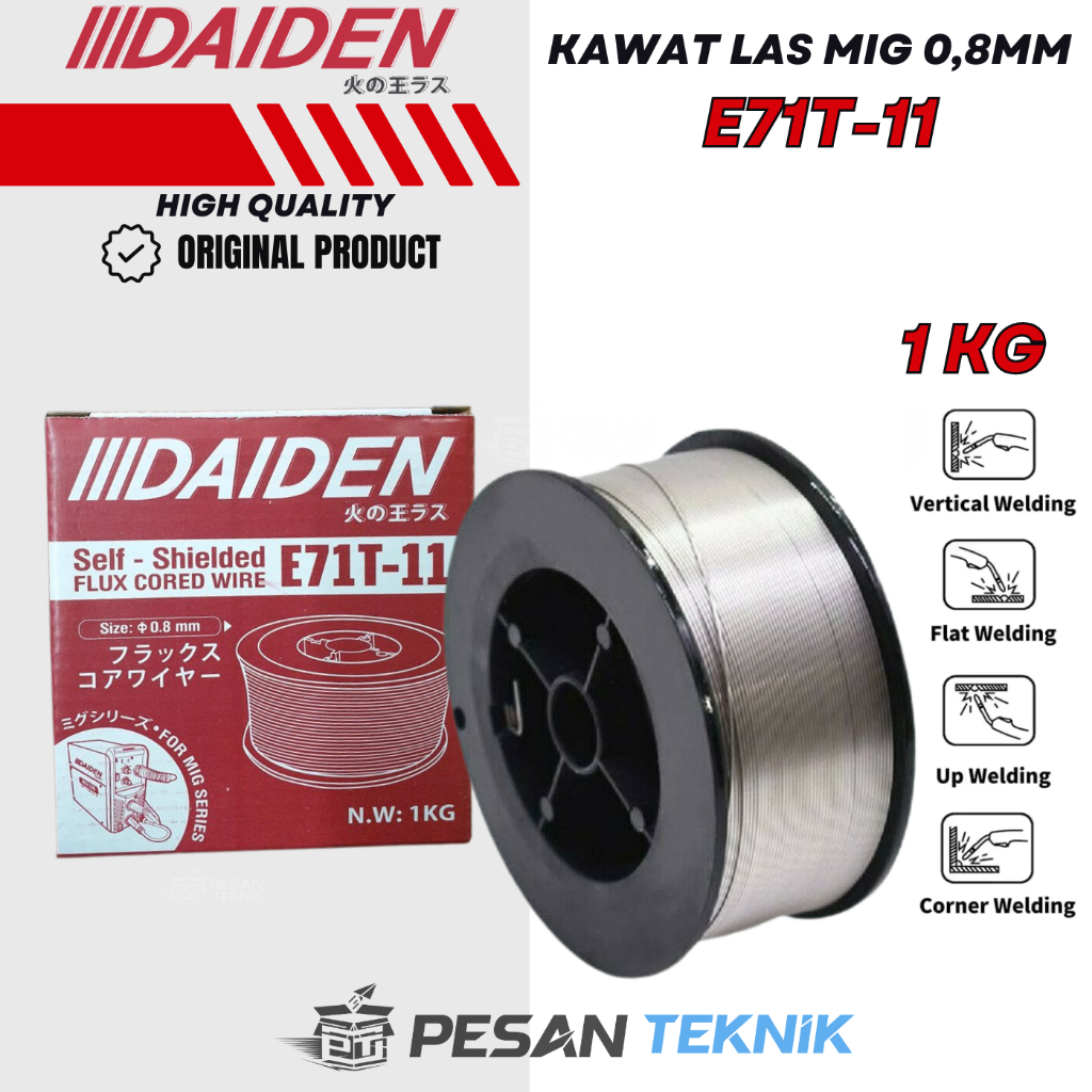 Jual Kawat Las CO2 Flux Core Wire MIG 0,8mm MIGI 130 DAIDEN E71T-11 1KG | Shopee Indonesia