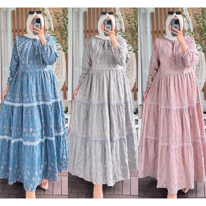 Jual Gamis lebaran 2025 Model Gamis Terbaru Husna Dress Maxy BO Bahan ...