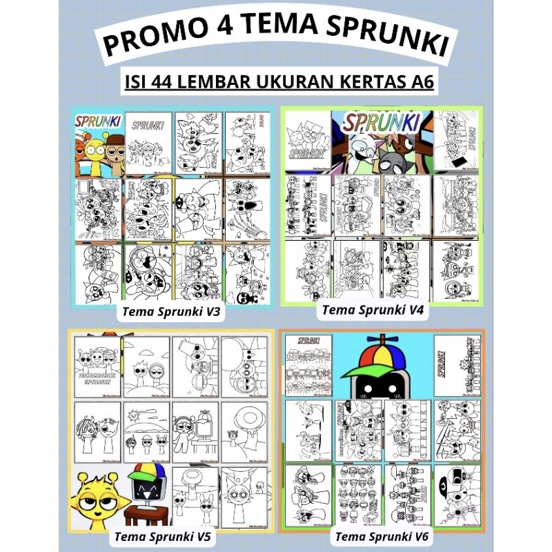 Jual DAPAT 4 TEMA SPRUNKI 44 LEMBAR (SPRUNKI V3, SPRUNKI V4, SPRUNKI V5 ...