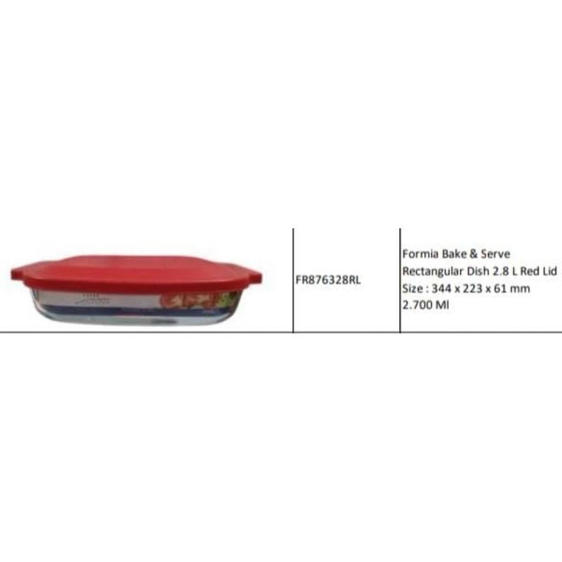 Jual Formia Serveware Bake n Serve Rectangular Dish Cake With Red Lid ...