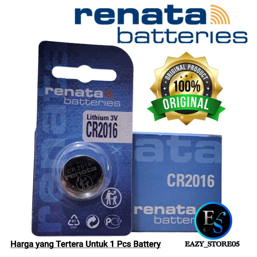 Jual Baterai Renata CR2016 3V Original Lithium Battery Batrai CR 2016 | Shopee Indonesia