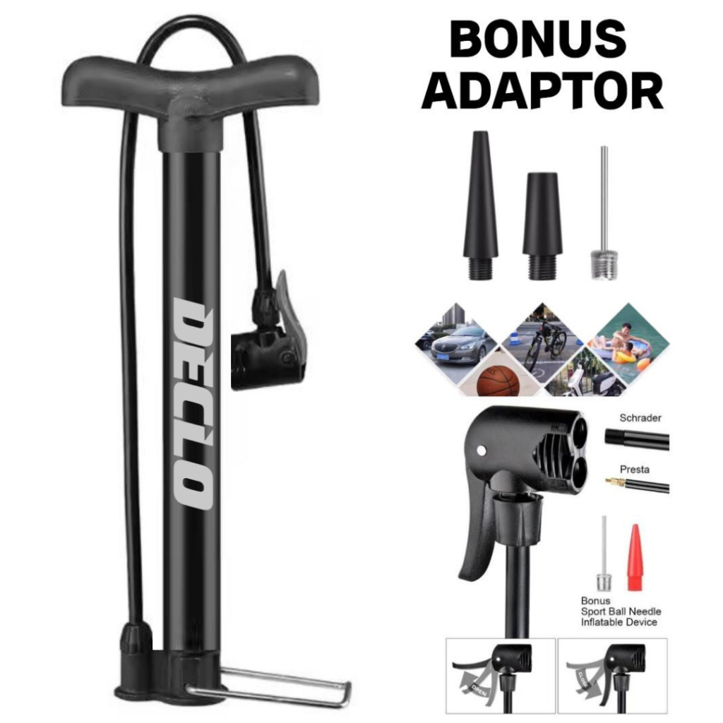 Jual Pompa Sepeda DECLO A320 120 PSI Alloy Pentil Schrader dan Presta ...