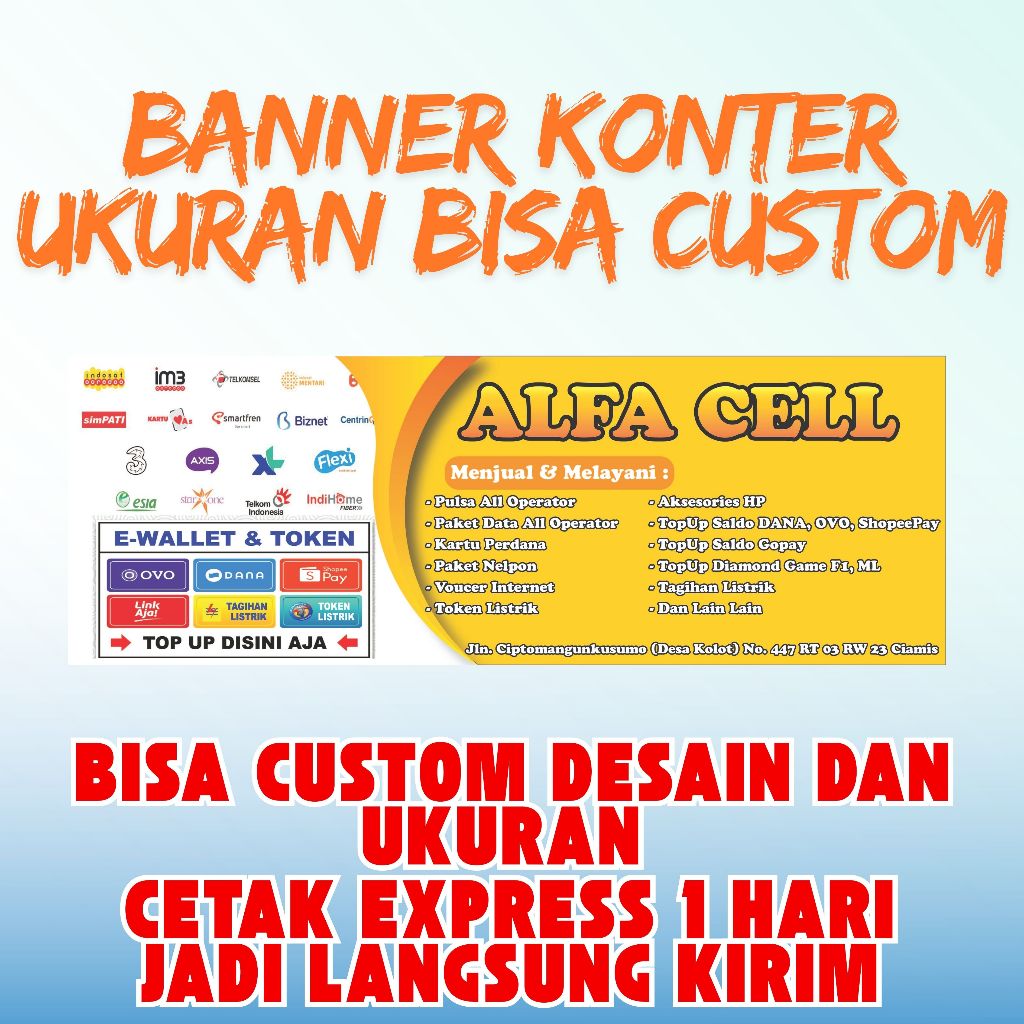Jual Cetak Spanduk banner konter HP ukuran custom free desain | Shopee Indonesia