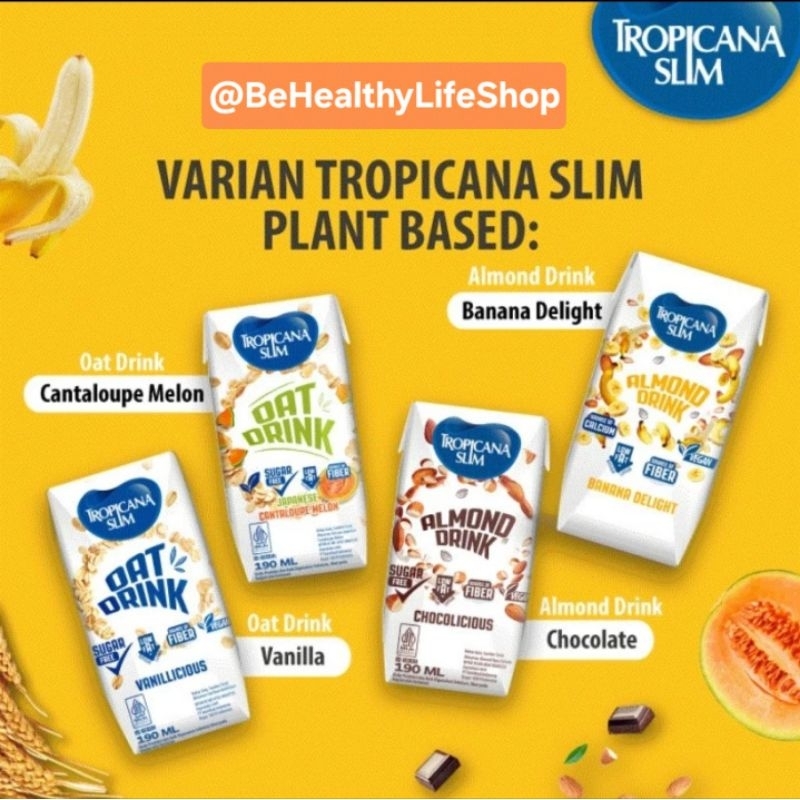 Jual Tropicana Slim Oat Drink / Almond/ Melon/Peach/Banana 190 ml (ready to drink) - bebas gula ...