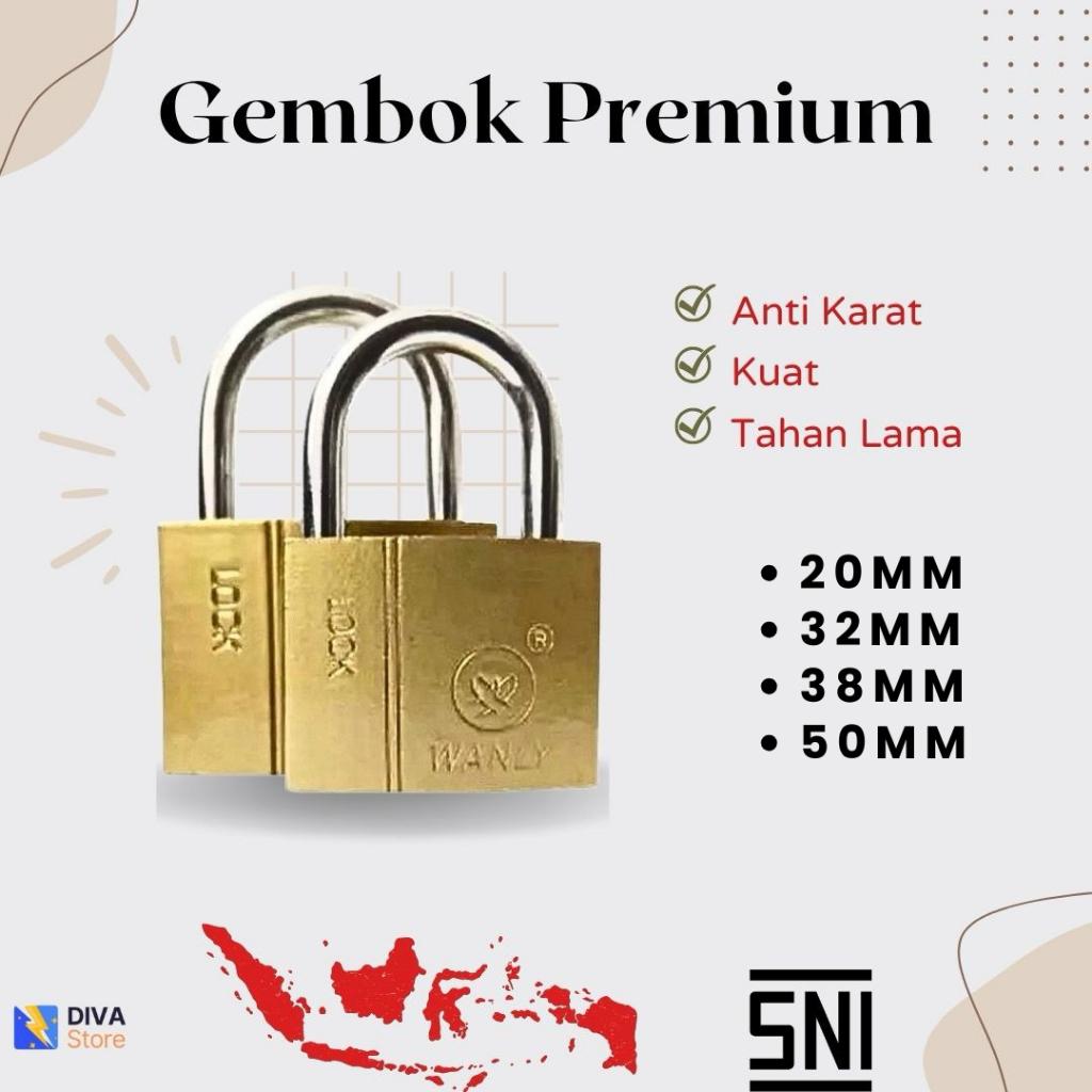 Jual Gembok Kuning Kuat Besi Baja Pintu Pagar Anti Karat Murah Tahan ...