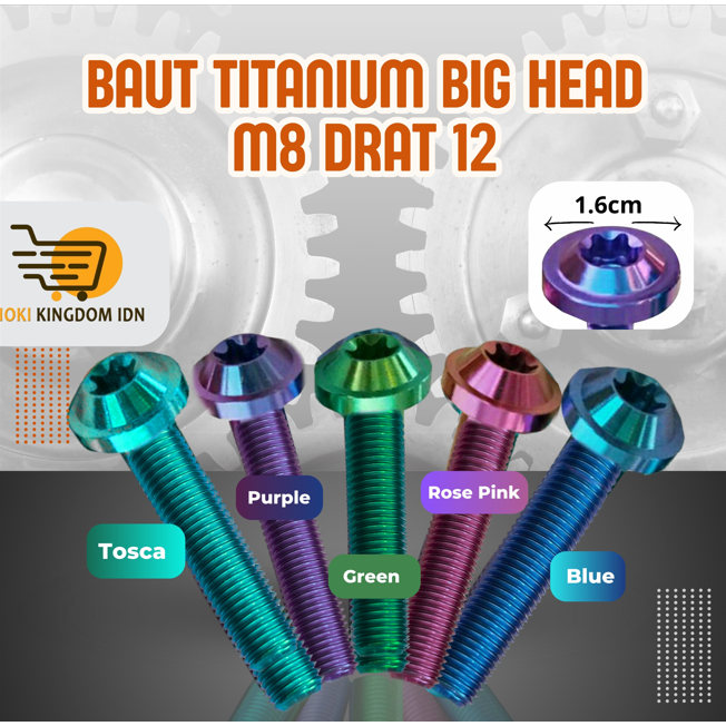 Jual Baut Titanium Big Head M8 x 10 15 20 25 30 35 40 45 50 60 Drat 12 | Shopee Indonesia