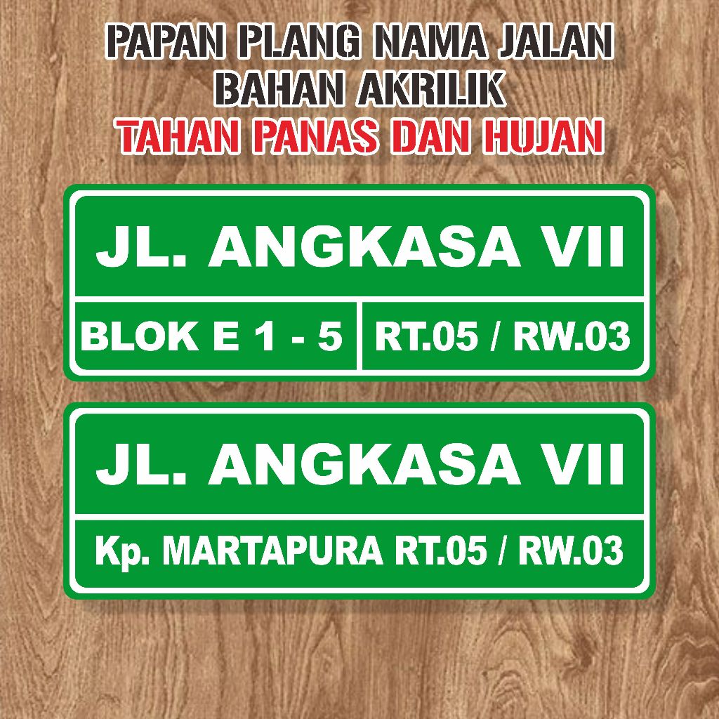 Jual PLANG NAMA JALAN CUSTOM BAHAN ACRYLIC TAHAN AIR DAN PANAS // FREE ...