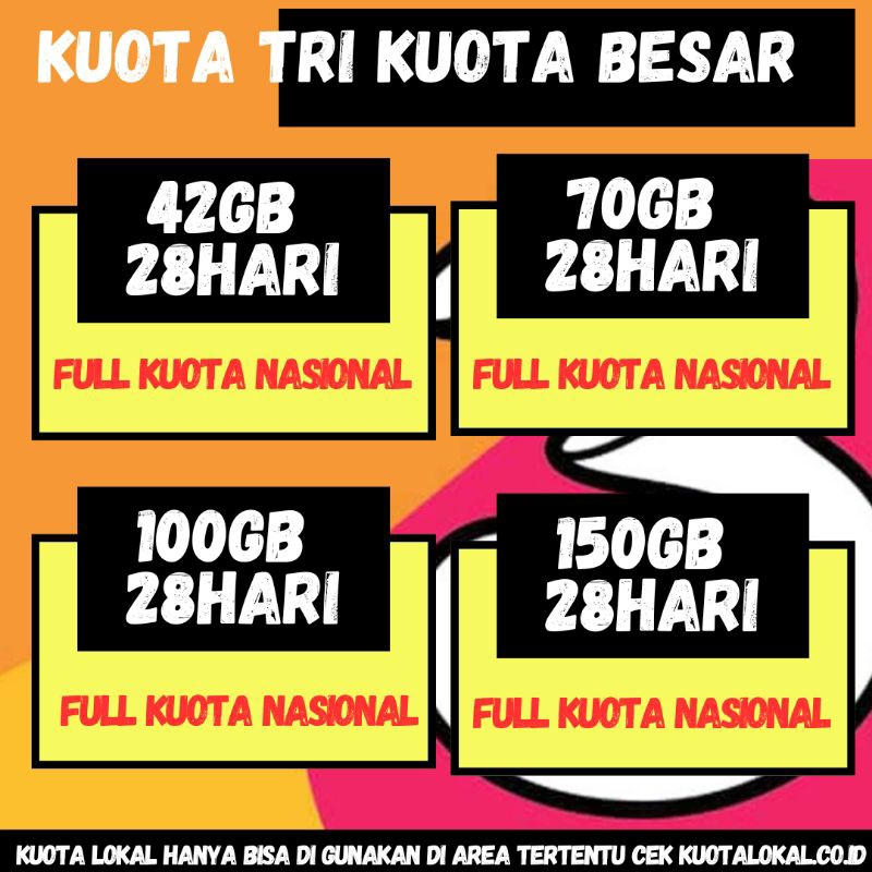 Jual KUOTA BESAR ISI ULANG KUOTA TRI | Shopee Indonesia