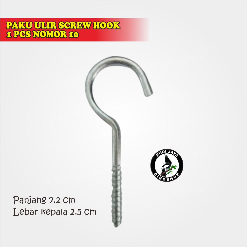 Jual PAKU ULIR SCREW HOOK 1 PCS NOMOR 10 PAKU PLAFON KAPSTOK HAK BUKA ...