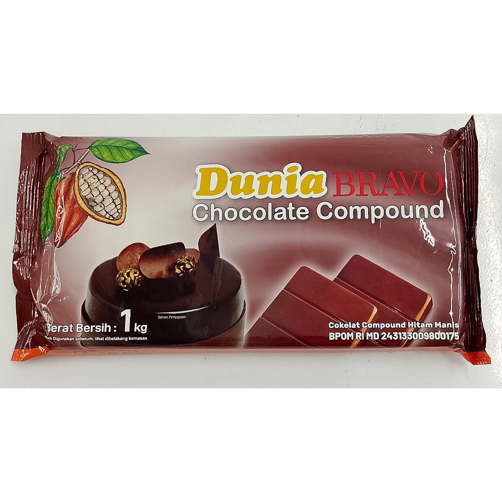 Jual (Kemasan Baru) Cokelat Dark Compound Dunia Bravo 1kg | Shopee Indonesia
