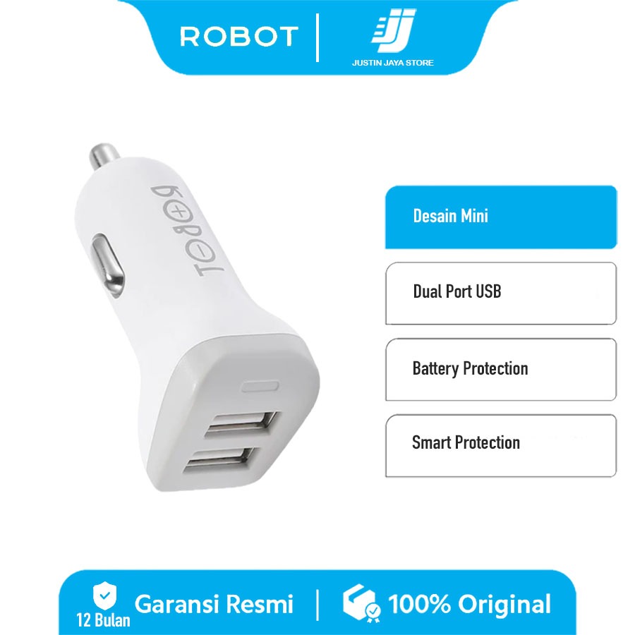 Jual ROBOT RT-C06 Car Charger Colokan Mobil - 2 Port USB Garansi Resmi ...