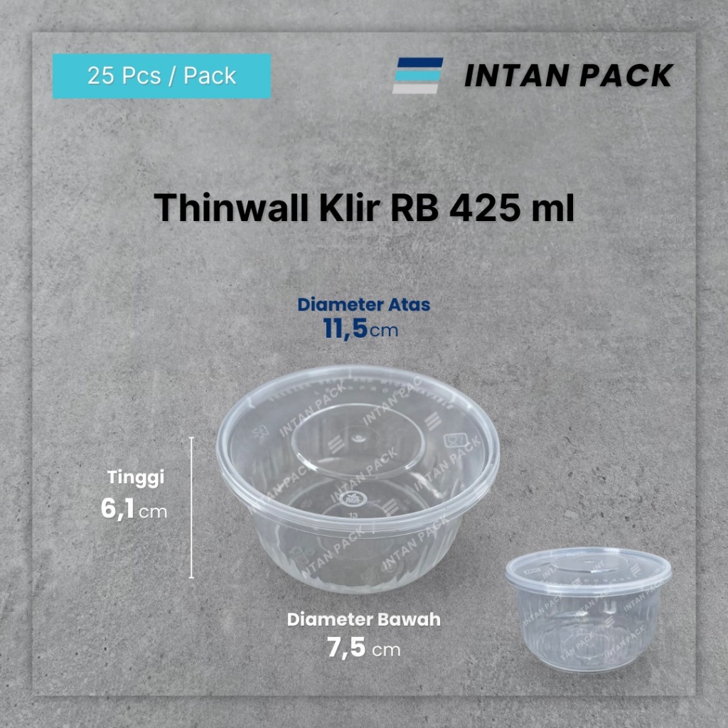 Jual Thinwall MANGKOK BULAT BENING 425 ml KLIR ( 25 PCS ) | Shopee ...