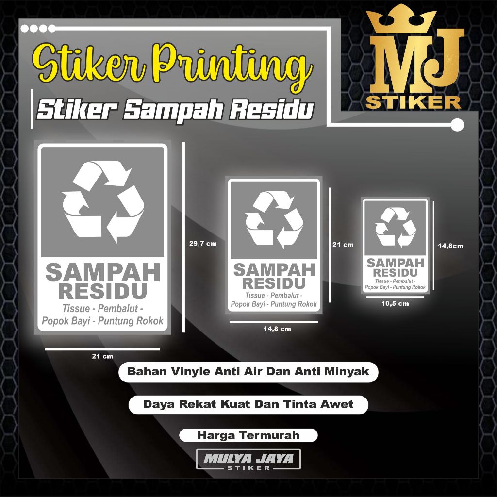 Jual PROMO Mulya Jaya Stiker Sampah Residu / Stiker Limbah Residu ...