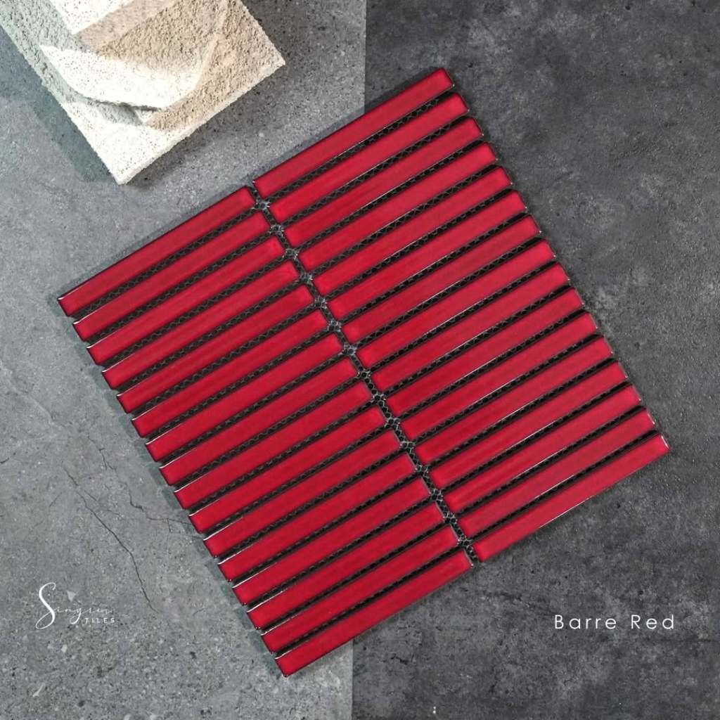 Jual Singres Tiles - Red Barre Mosaic Tiles | Shopee Indonesia