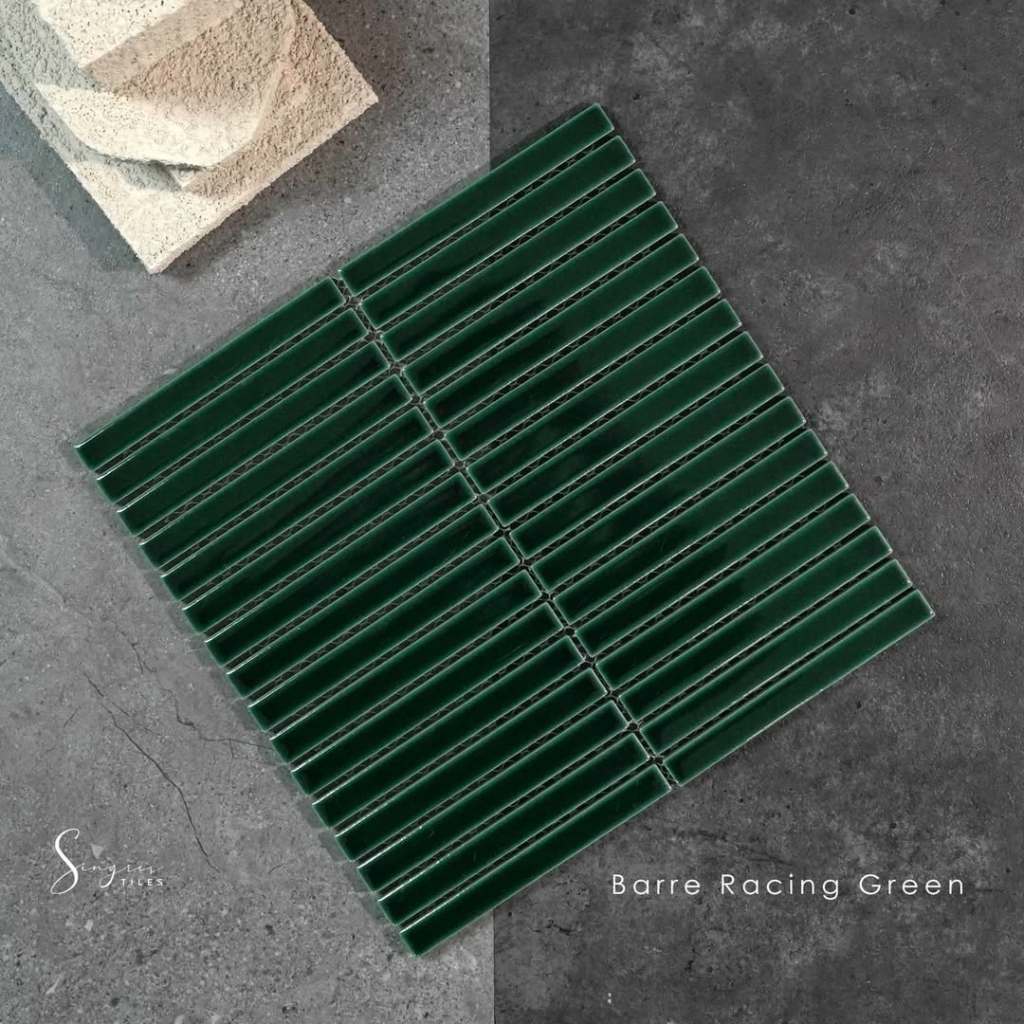 Jual Singres Tiles - Racing Green Barre Mosaic Tiles | Shopee Indonesia