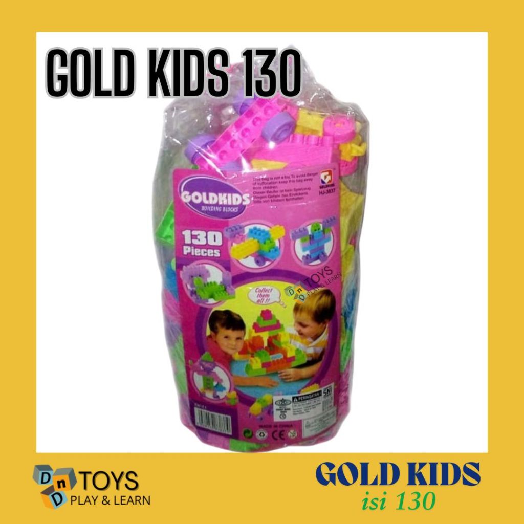 Jual Gold Kids 130 Mainan Edukasi Anak Balok Susun Kreatifitas Happy ...