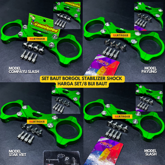 Jual SET BAUT BORGOL STABILIZER SHOCK DEPAN NINJA RX KING CB GL MP ...