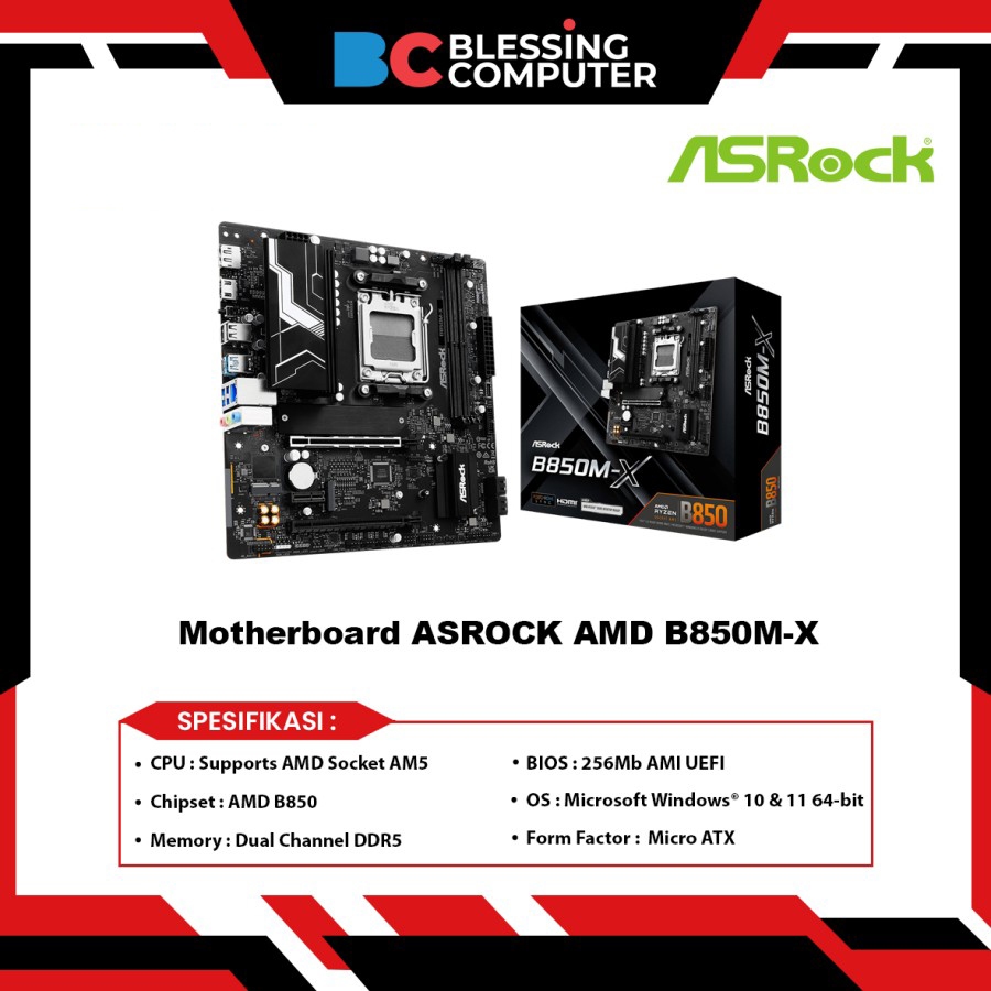 Jual Motherboard ASROCK AMD B850M-X | Shopee Indonesia