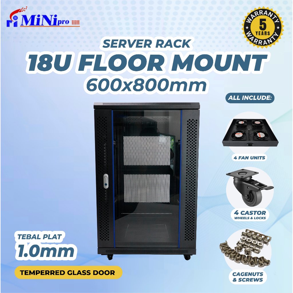Jual RACK SERVER 18U FLOOR MOUNT RACK 600X800MM | Shopee Indonesia