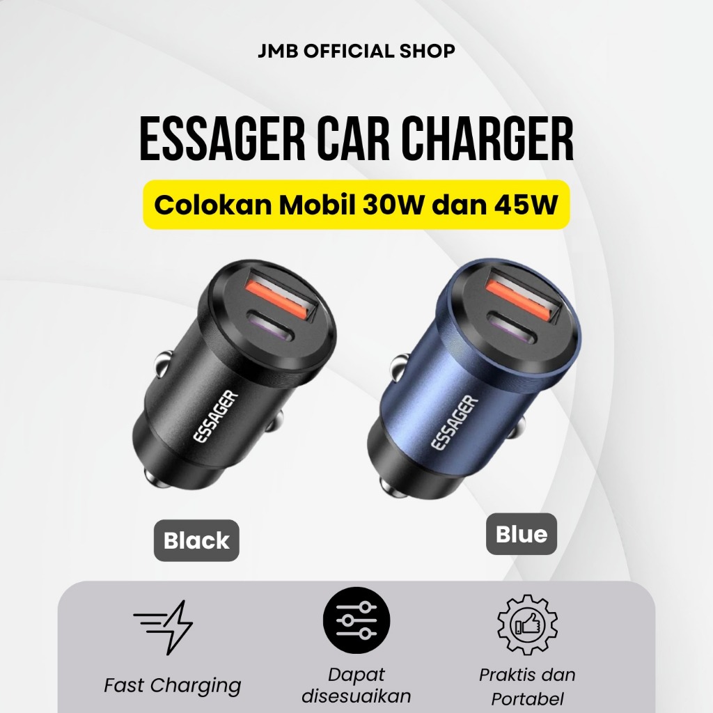 Jual (JMB) Essager Car Charger Colokan Mobil Fast Charger 2 Ports 27W Max USB QC 3.0 QC4.0 PD3.0 ...