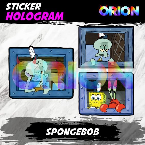 Jual Stiker Hologram Spongebob Squarepants Squidward Tuan Krab Mr Crab ...