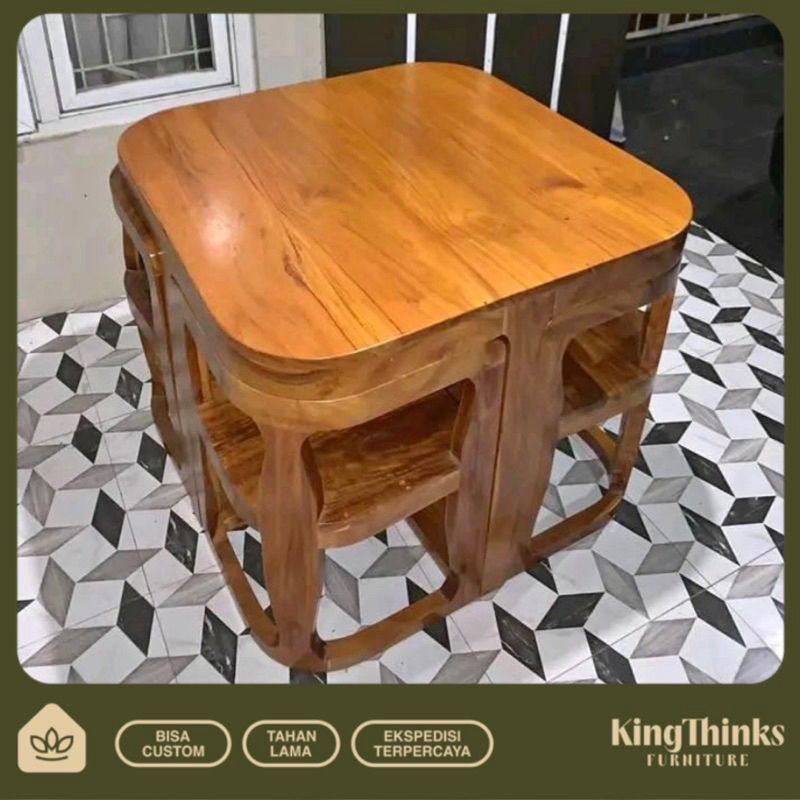 Jual Meja Makan Minimalis Model Oval Kayu Jati | Shopee Indonesia