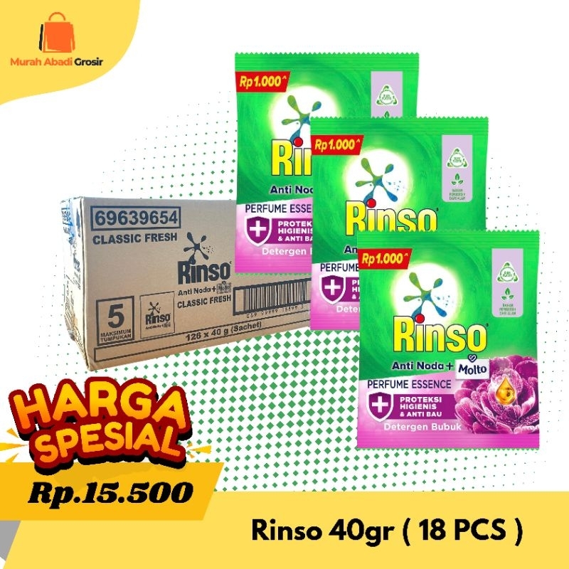 Jual PROMO RINSO BUBUK 40gr ( Spesial 18 Sachet ) | Shopee Indonesia