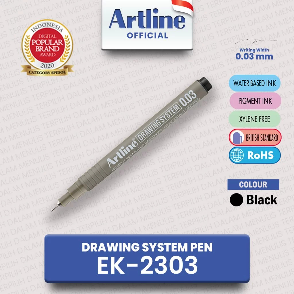 Jual ARTLINE DRAWING SYSTEM PEN PULPEN GAMBAR PROFESIONAL 0.1MM TINTA ...