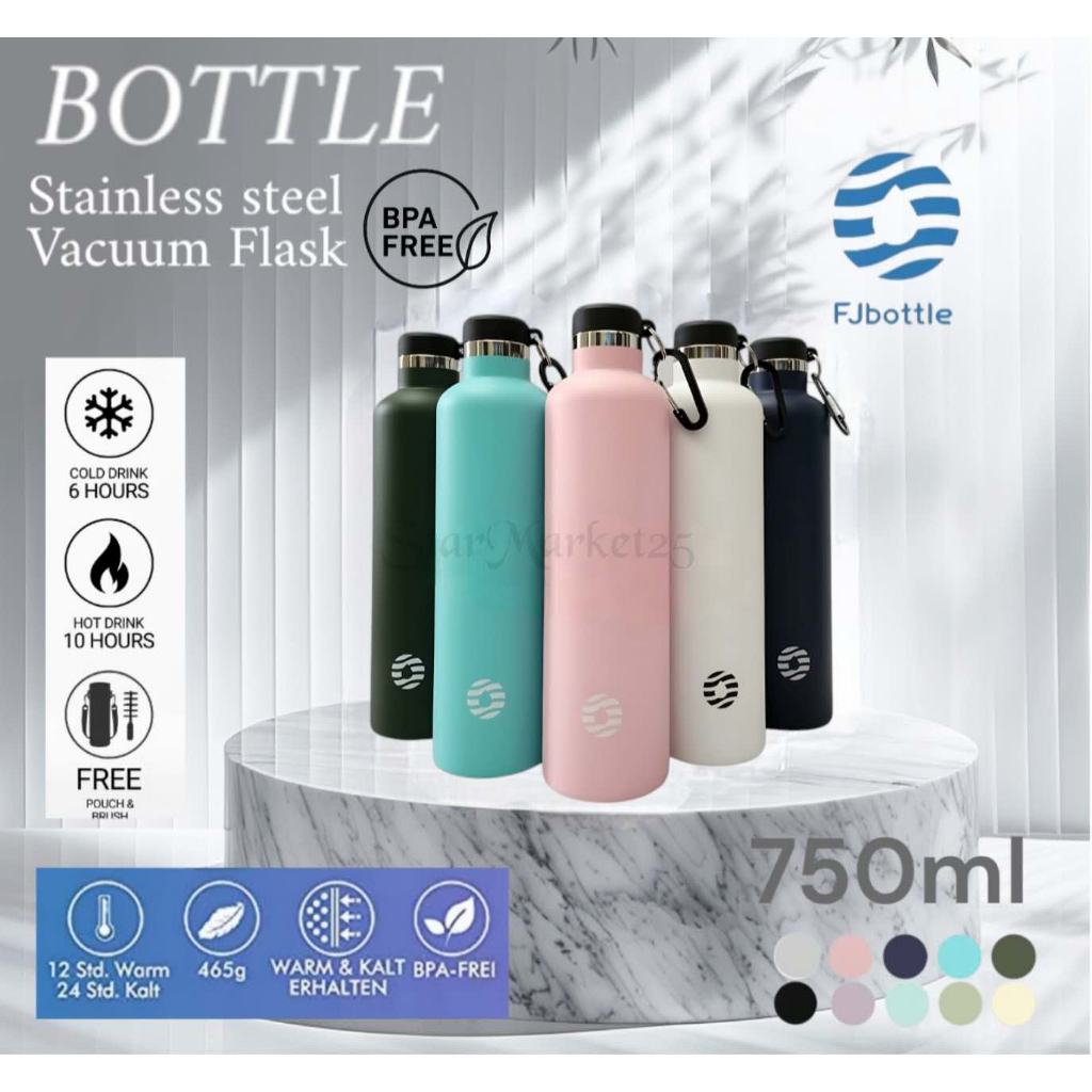 Jual FJBOTTLE - Botol Stainless Steel Kapasitas 750ML Free Pouch ...