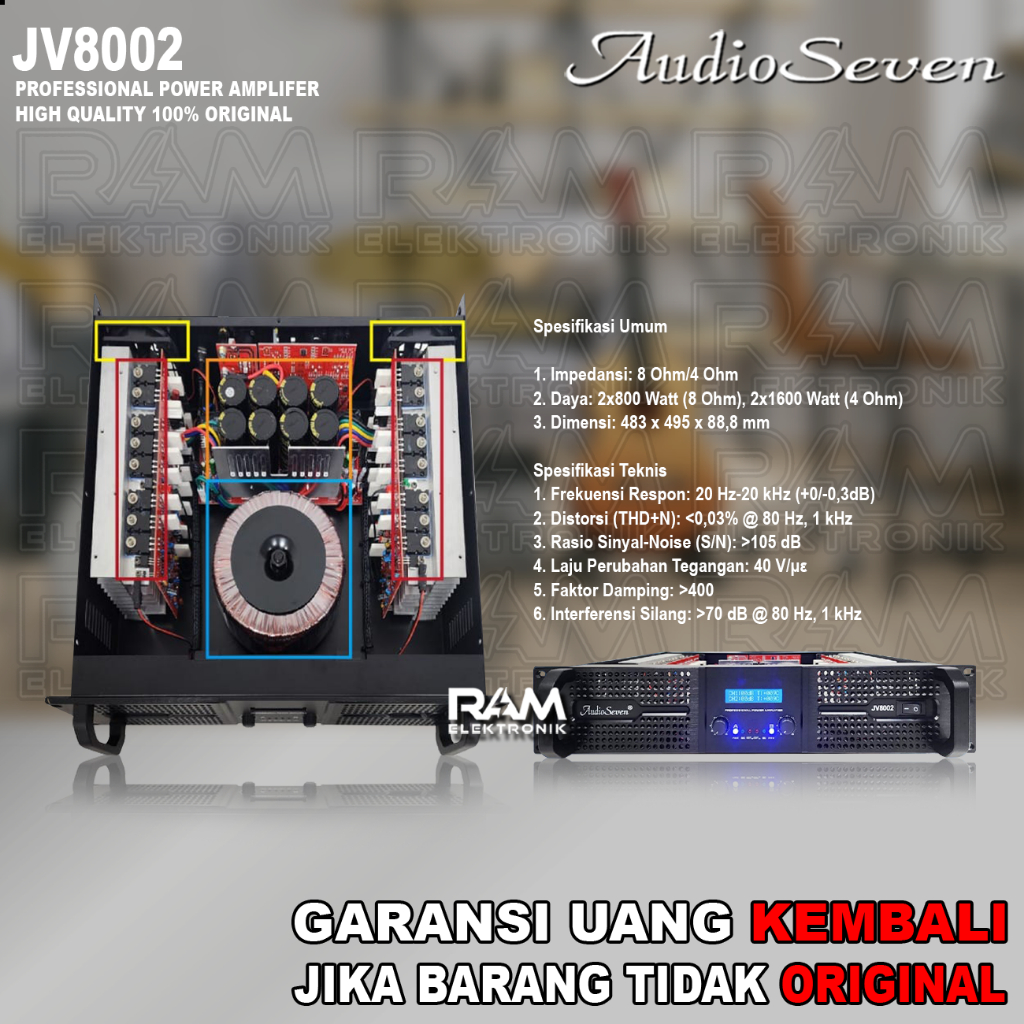Jual Power Amplifier 2 Channel AUDIO SEVEN JV 8002 | JV8002 Original 2 ...
