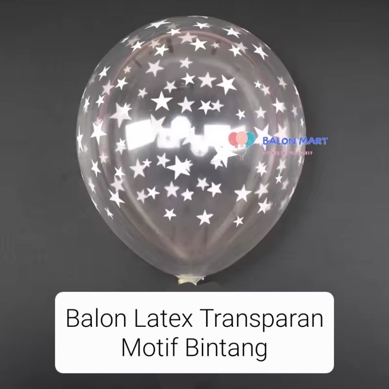 Jual Balon Latex Transparan Motif Bintang 12 inch (satuan) | Shopee ...