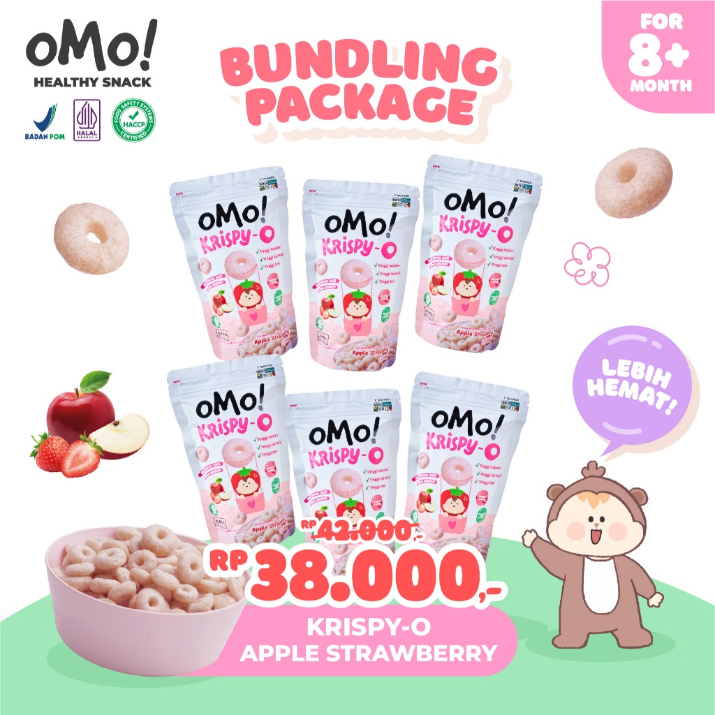 Jual OMO! Krispy O Bundling Package - Rasa Apple Strawberry 6pcs ...