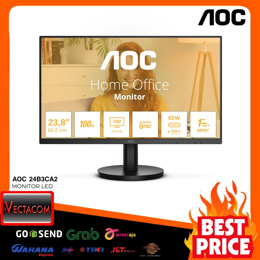 Jual Monito LED AOC 24B3CA2 - | IPS | FHD | 100Hz | 24"inch | Shopee ...