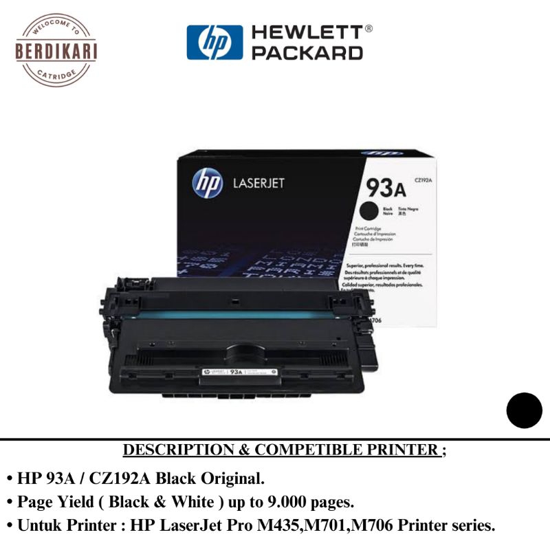 Jual HP 93A ( CZ192A ) Black Original Cartridge for HP LaserJet Pro ...