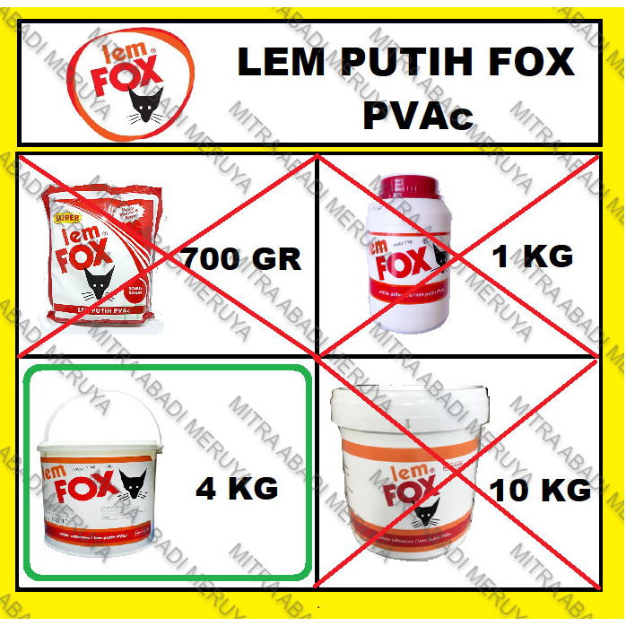 Jual Lem Putih Lem Kayu Lem PVAc Lem FOX 4kg | Shopee Indonesia