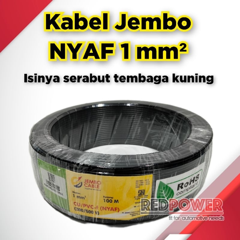 Jual Kabel Jembo NYAF 1mm 1x1mm serabut tembaga 1 mm cocok panel listrik dan otomotif | Shopee ...