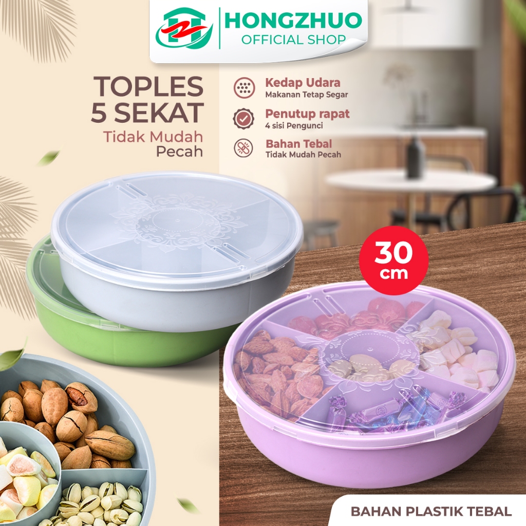 Jual Hongzhuo Toples Makanan Bulat 5 Sekat Penyimpanan Cemilan Snack ...
