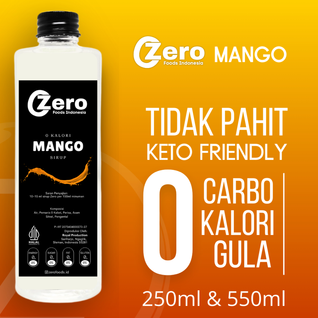 Jual Zero Foods Diet Keto Mango Syrup - 0 Kalori Sirup - Sirup Mangga 0 ...